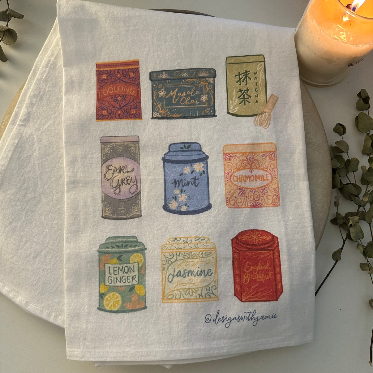 Tea Tins Tea Towel – Designs With Jamie